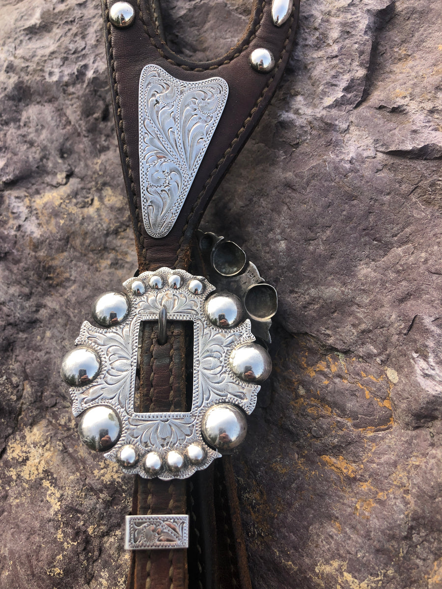 Solid Sterling Victor Headstall w/Bit Hangers – Classy Concho