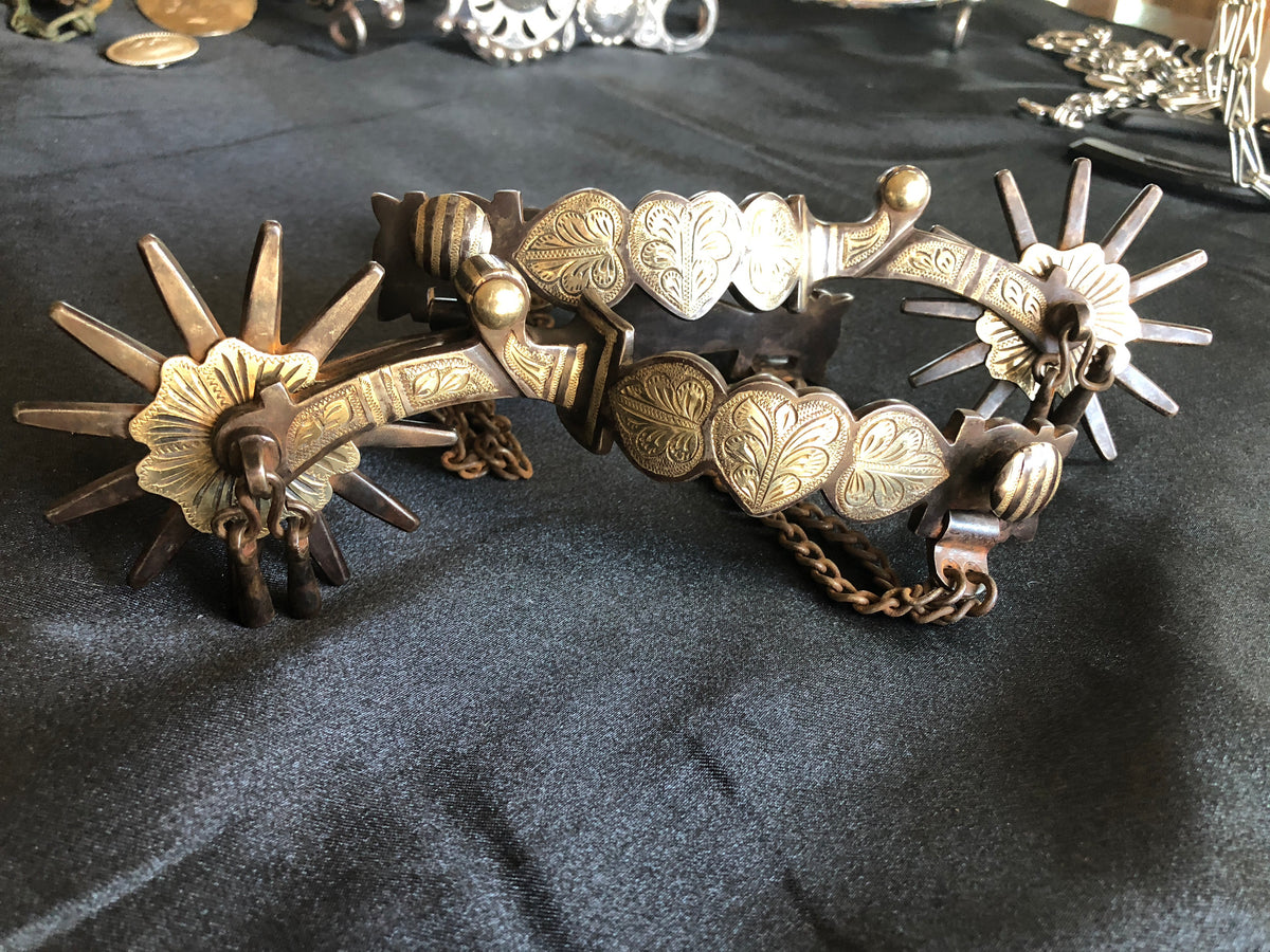 California Style Silver Engraved Heart Spurs Unmarked – Classy Concho